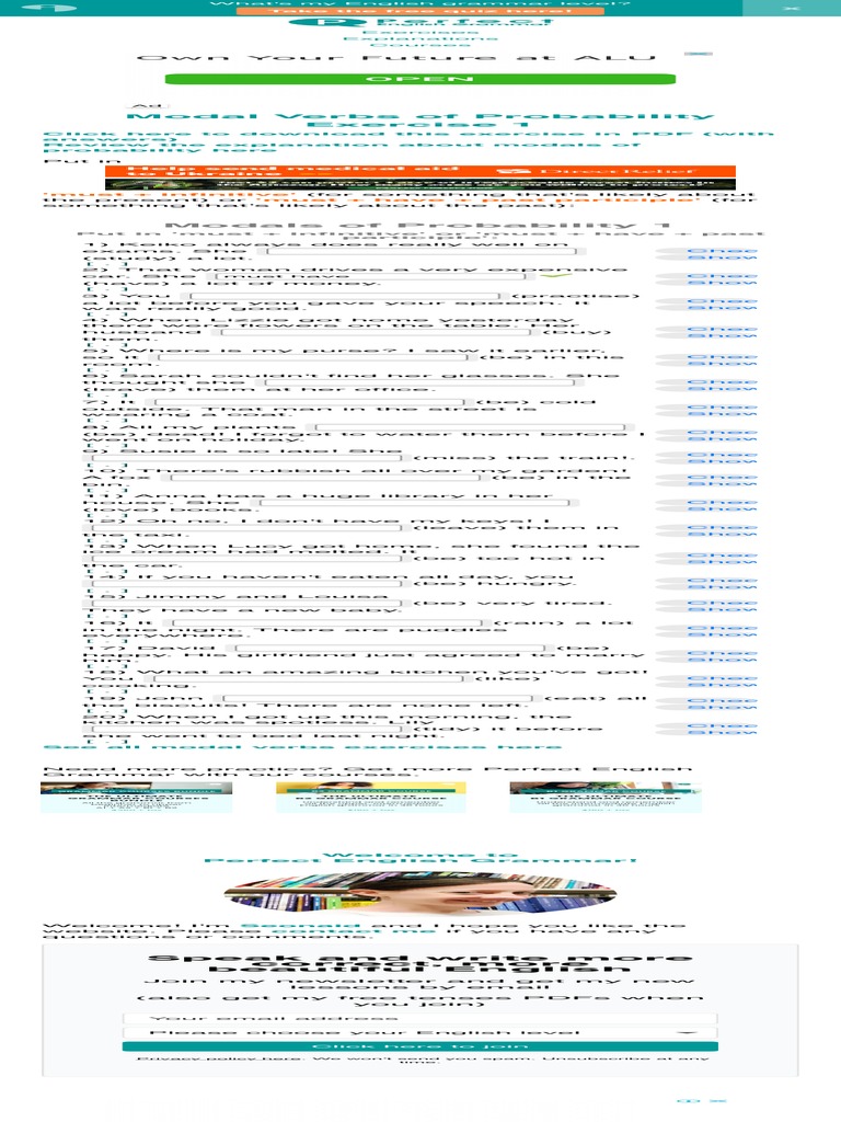 Modal Verbs of Probability Exercise 1 | PDF | Semantic Units | Linguistics