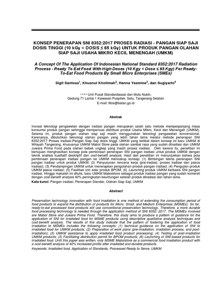 Konsep Penerapan Sni 8352 2017 Proses Radiasi | PDF