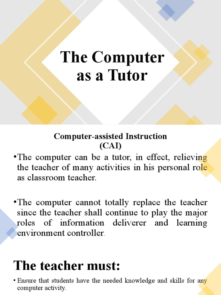 The Computer As A Tutor | PDF | Teachers | Learning