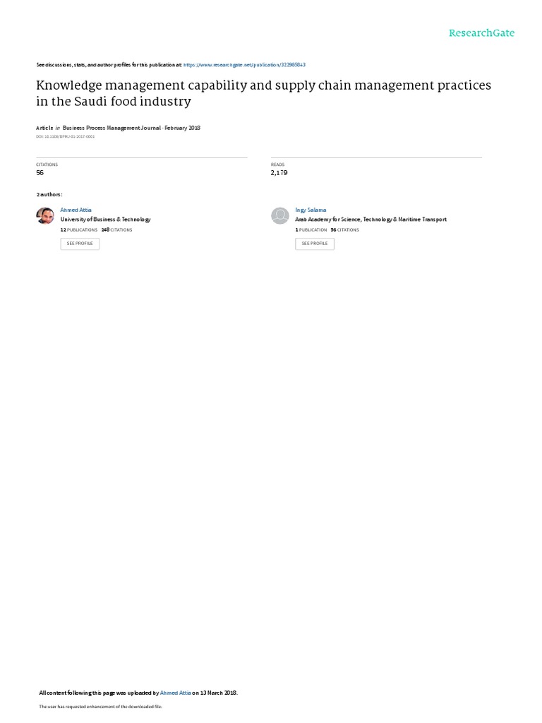 Knowledge Management Capability and Supply Chain Management Practices ...