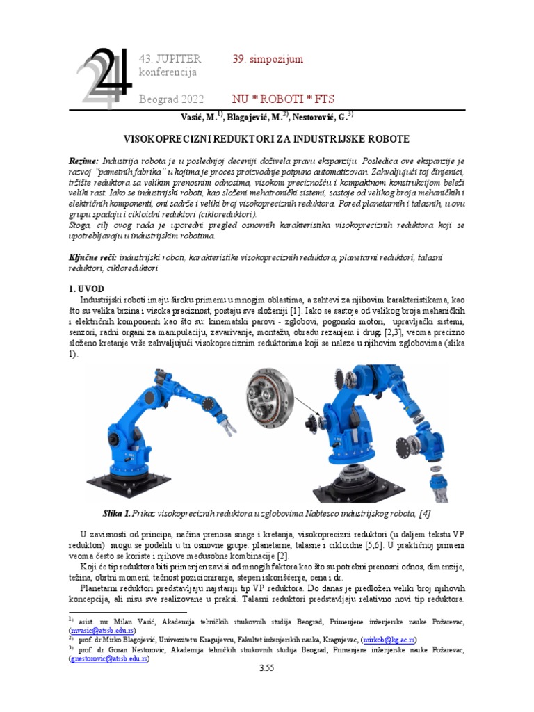 Vasic - Blagojevic.Nestorovic - VISOKOPRECIZNI REDUKTORI ZA INDUSTRIJSKE ROBOTE | PDF