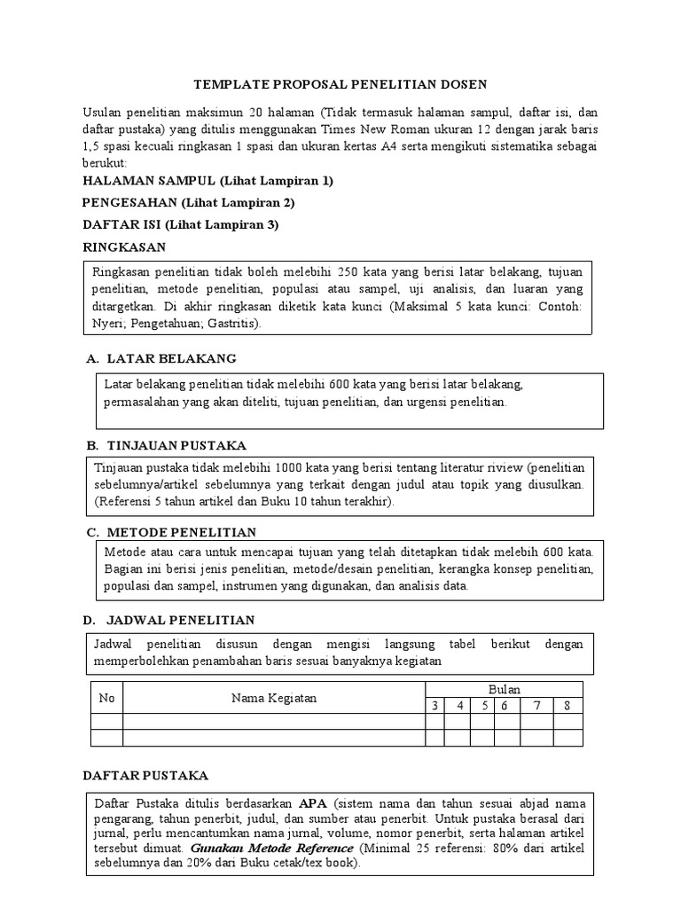 Template Proposal Penelitian Dosen Umbp 2022 | PDF