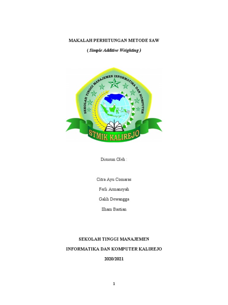 Perhitungan Metode SAW untuk SPK | PDF | Komputer