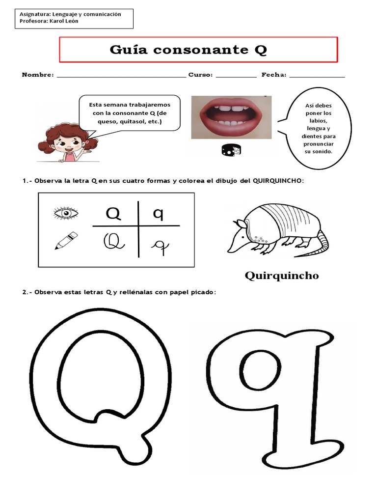 Actividades educativas con la consonante Q | PDF
