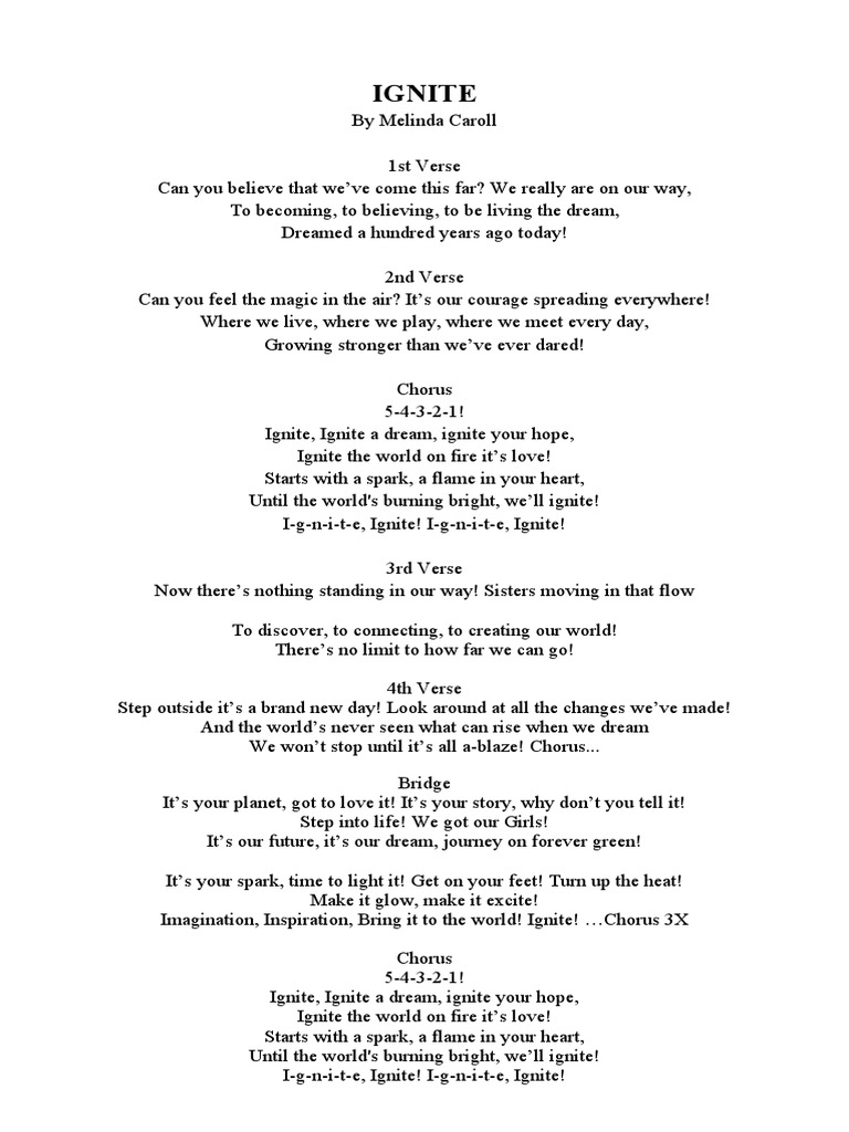 IGNITE Lyrics | PDF IGNITE Lyrics | PDF