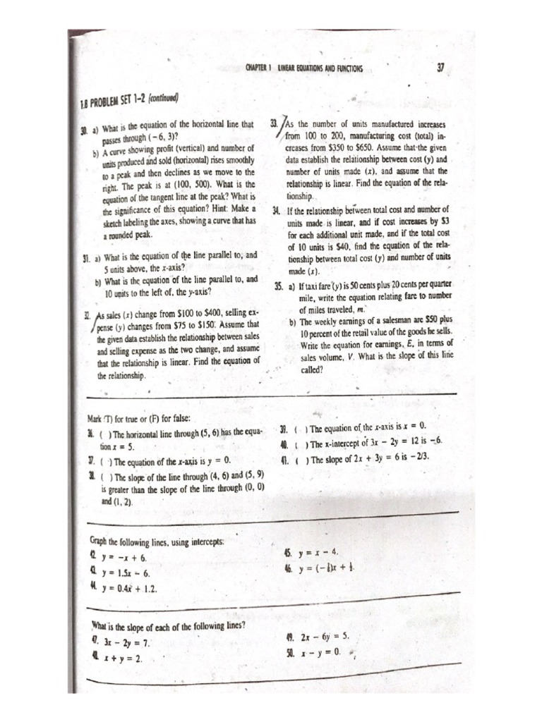 Page 37 Chapter 1 Linear Equations and Functions | PDF