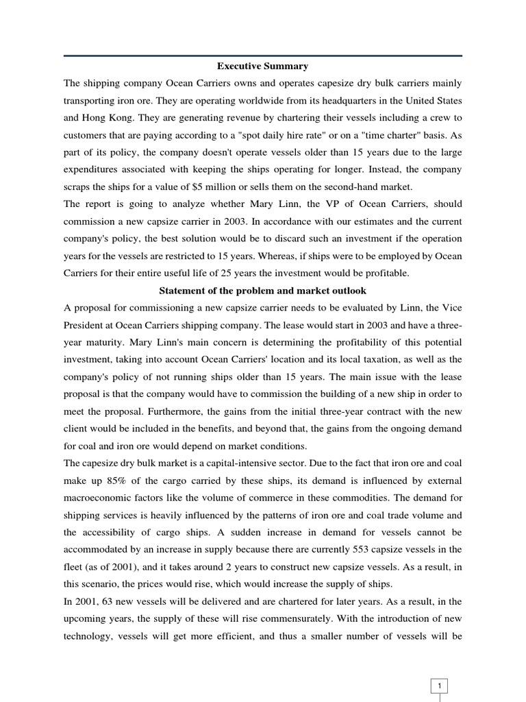 Ocean Carriers Case Study | PDF