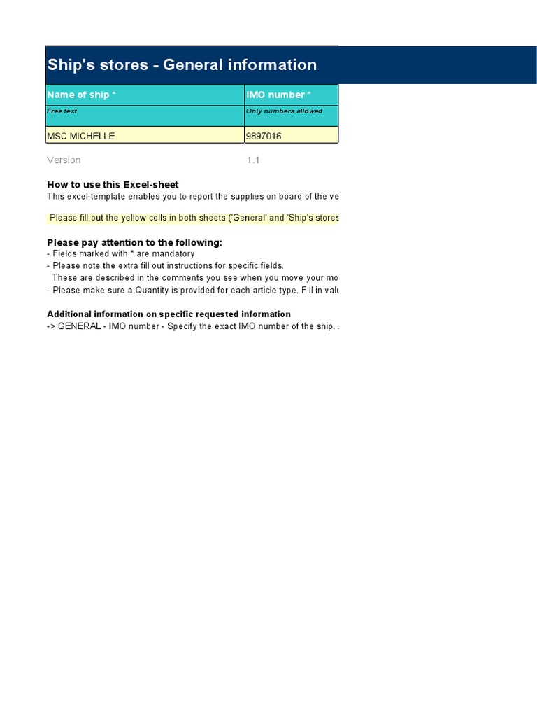 06) Ship Stores Form - IMO FAL3 | PDF