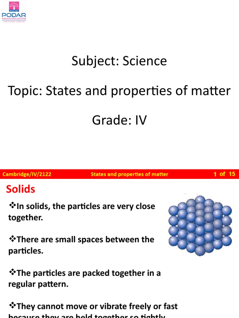 Properties of Matter for Grade 4 | PDF | Matter | Gases