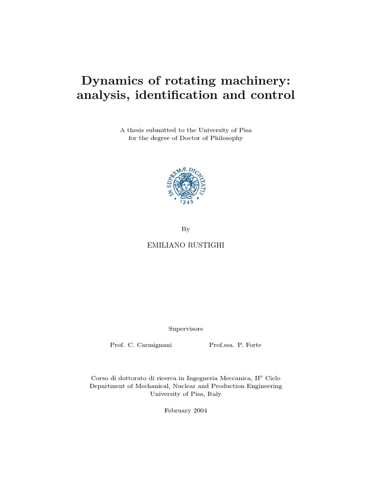 Dynamics of Rotating Machinery: Analysis, Identification and Control | PDF | Bearing (Mechanical ...