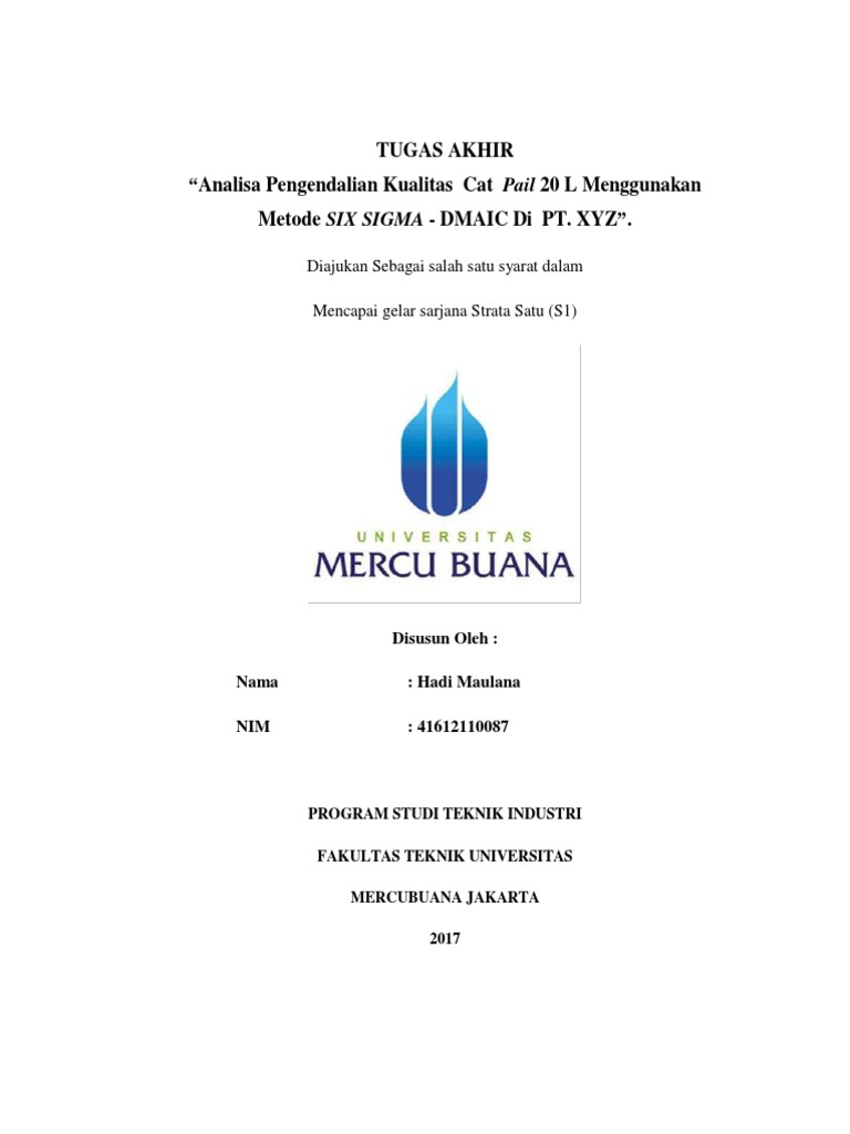 Analisis Kualitas Cat Pail 20L DMAIC | PDF | Bisnis | Komputer