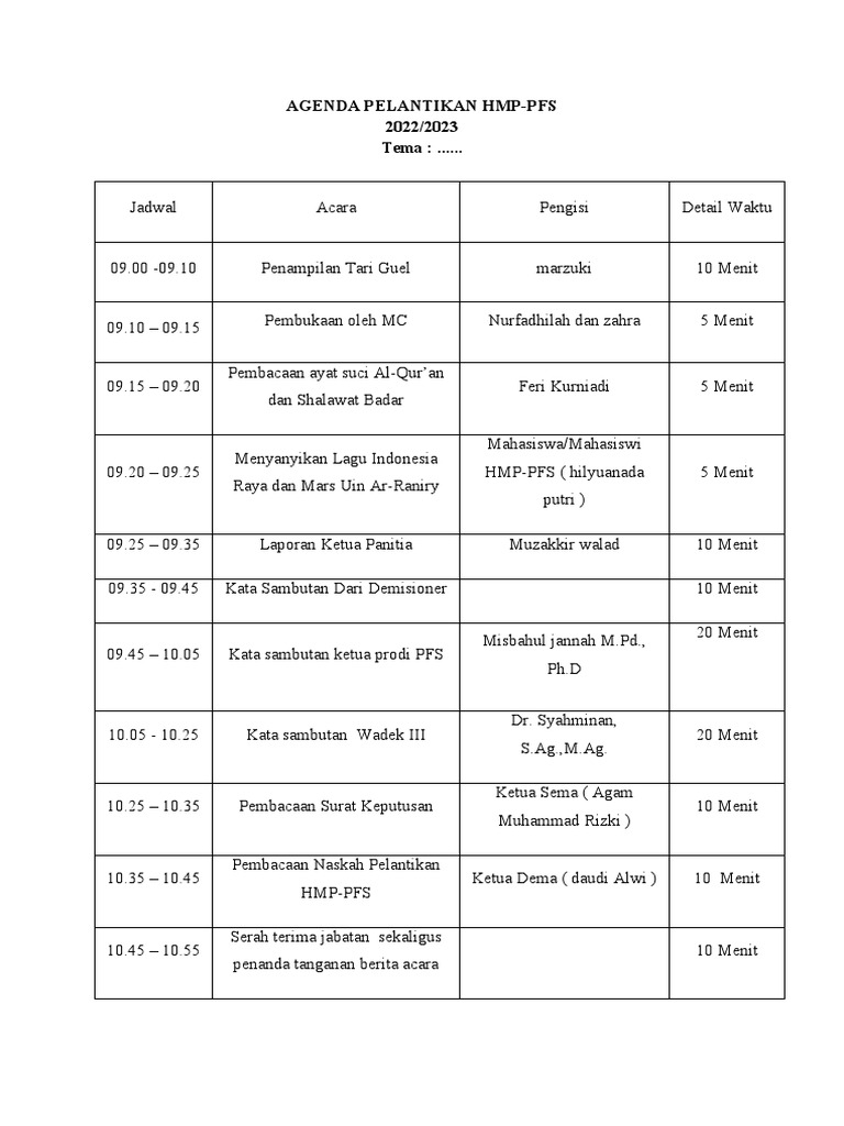 Acara Pelantikan HMP 2022 | PDF