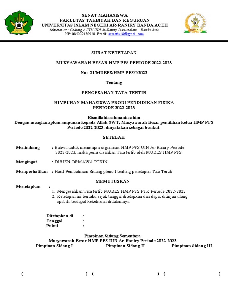 04 Surat Pengesahan Mubes HMP PFS | PDF