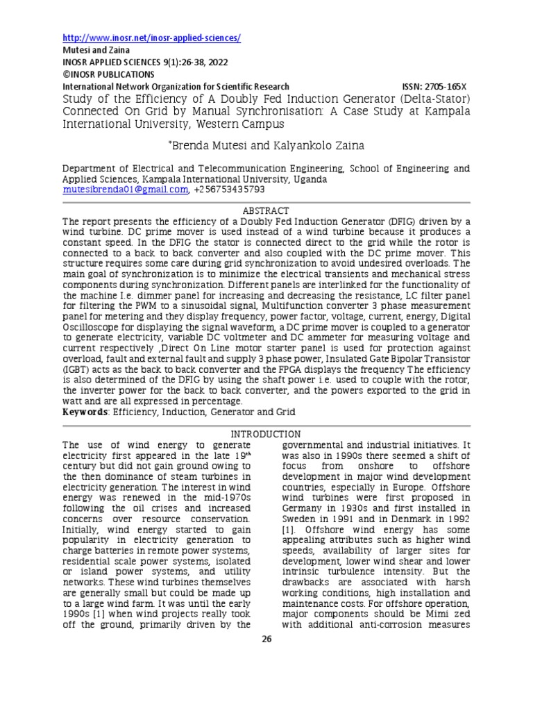 Keywords: Efficiency, Induction, Generator and Grid | PDF | Wind Power ...