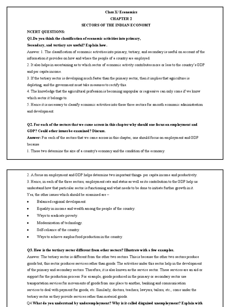 Chapter 2 SECTORS OF INDIAN ECONOMY (AutoRecovered) | PDF | Employment | Underemployment