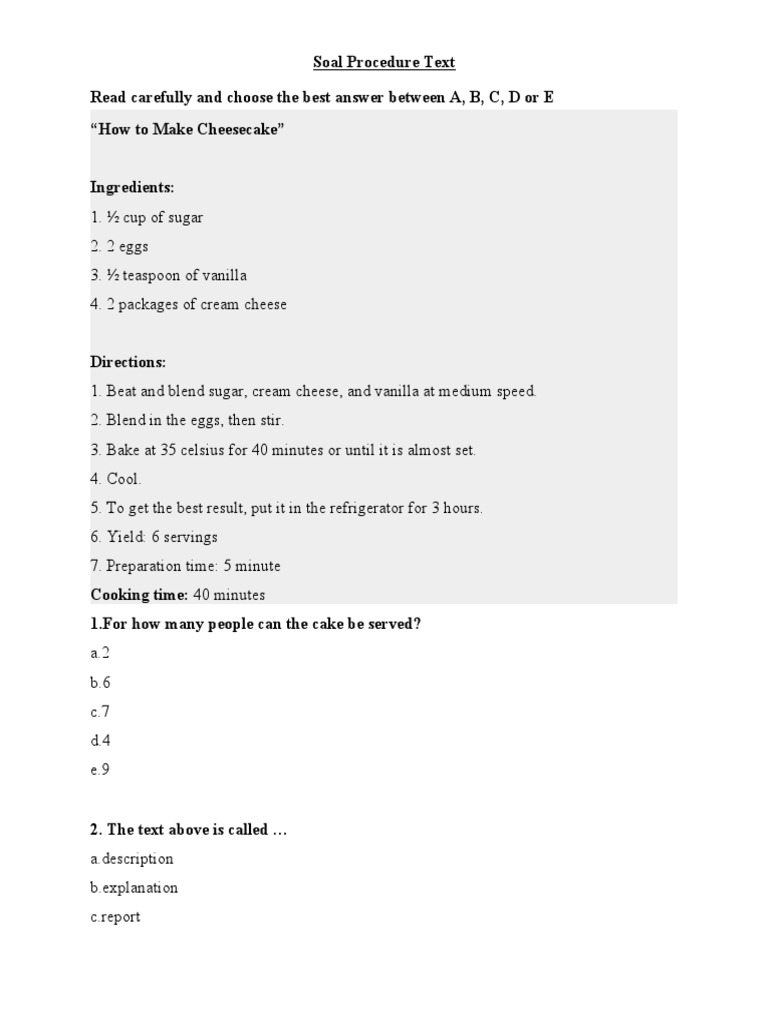 Soal Procedure Text | PDF