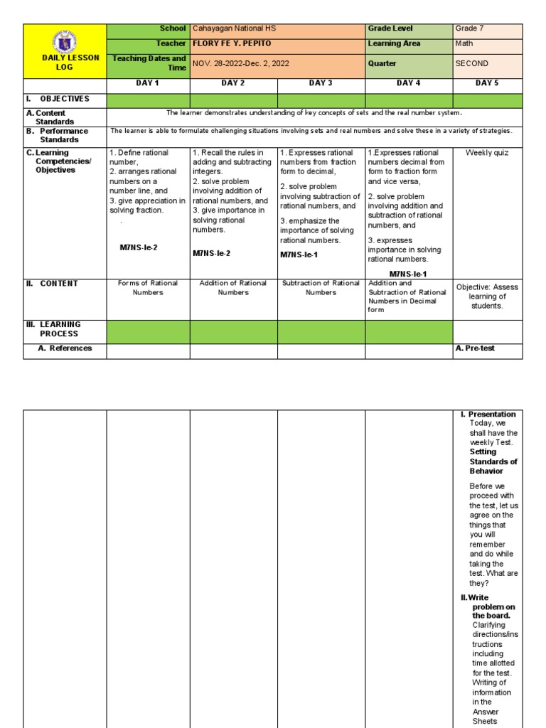 Math 7 Week 7.1 | PDF | Rational Number | Decimal