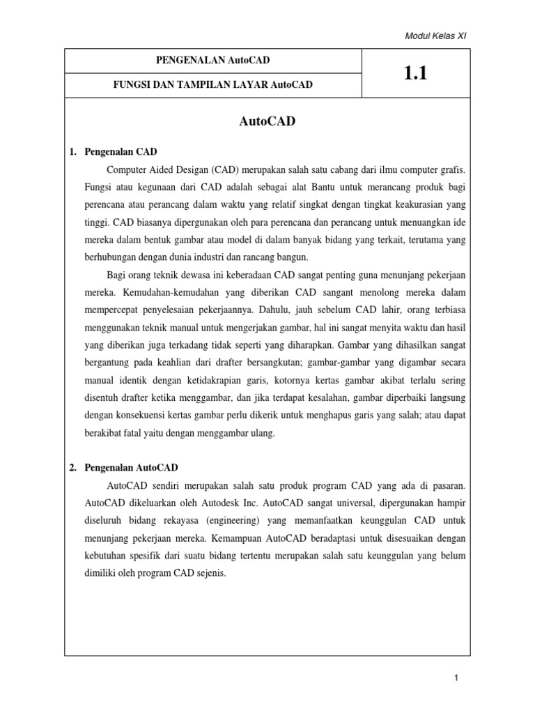 AutoCAD Kelas 2 Sem 1edit | PDF