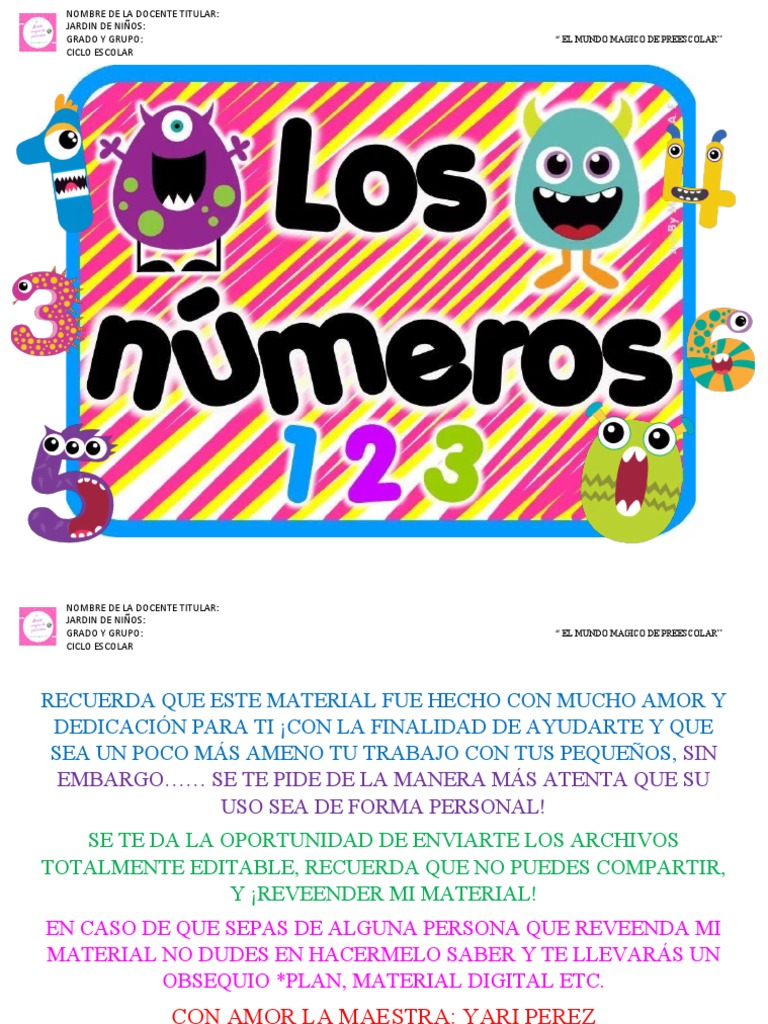 Proyecto "Conozco los Números" Preescolar | PDF | Educación de la ...