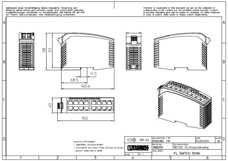 PXC 1085255 03 FL-SWITCH-1016N 2D | PDF