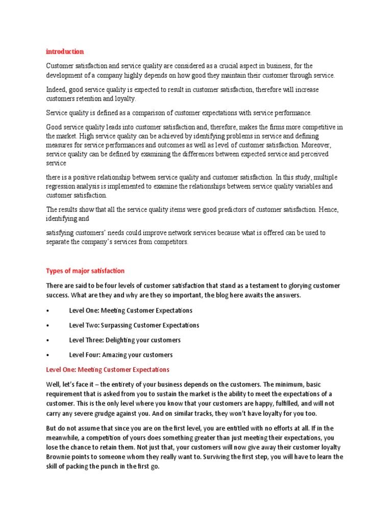 Level One: Meeting Customer Expectations | PDF