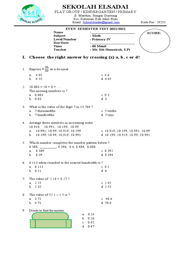 Math P4 Pas 2021-2022 | PDF | Mathematics | Fruit
