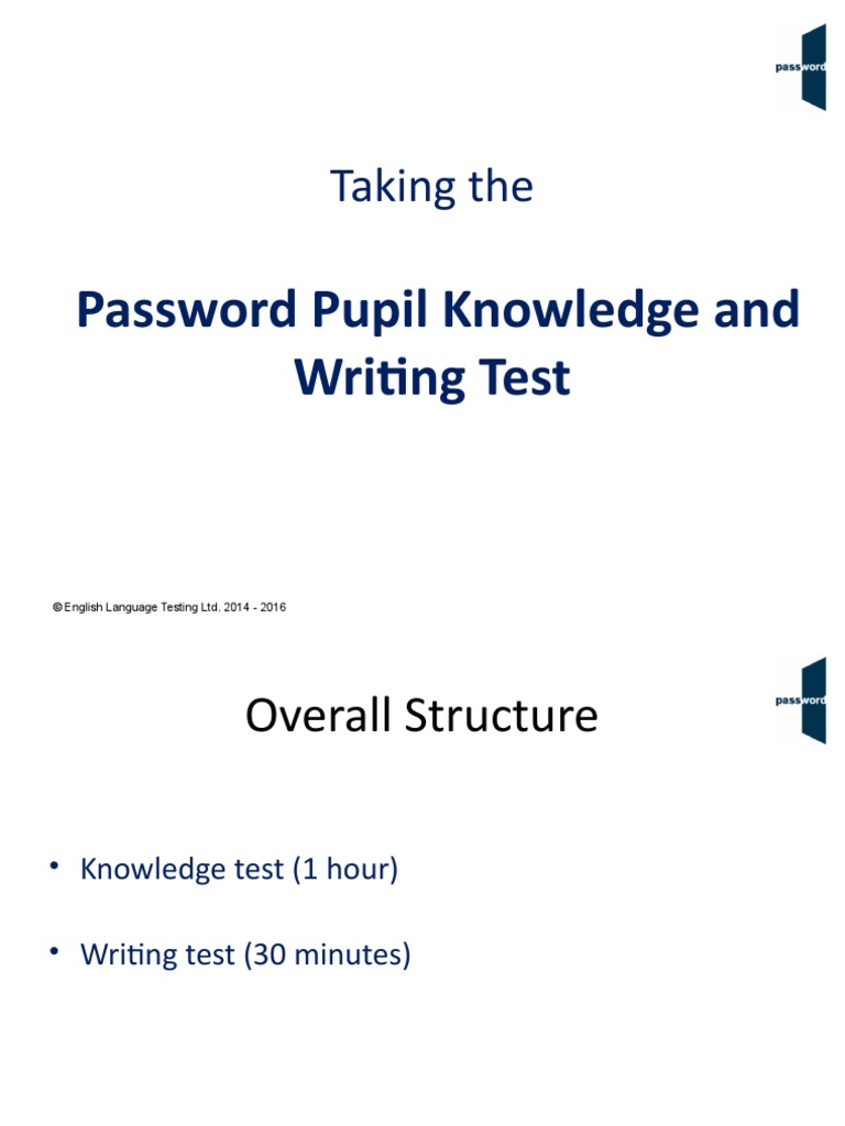 Taking The Password Pupil Knowledge and Writing Test 2018 | PDF ...
