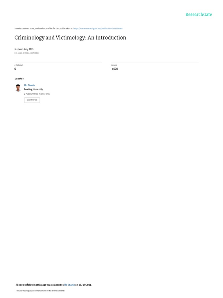 Criminology and Victimology | PDF | Victimology | Criminology