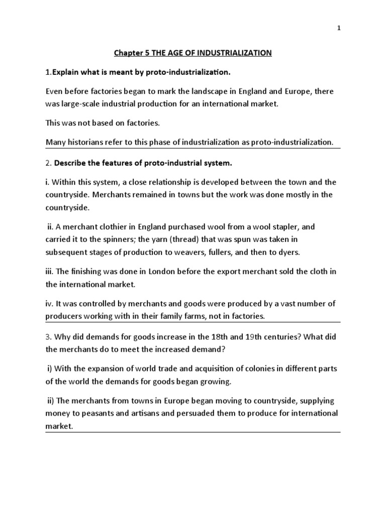 The Age of Industrialisation - Notes | PDF | Weaving | Labour Economics