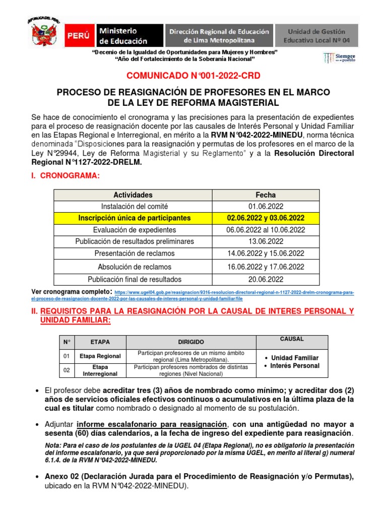 Comunicado N°001-2022-Crd | PDF | Certificado de nacimiento