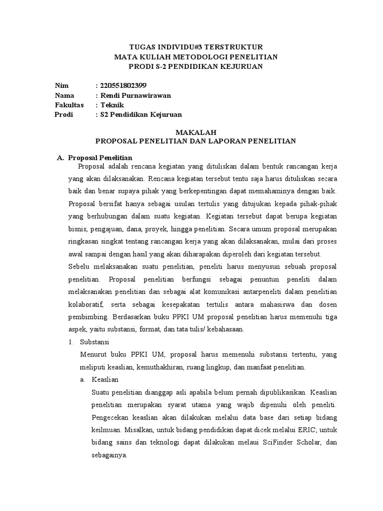 Tugas 3 Struktur Proposal Dan Laporan Penelitian Pdf