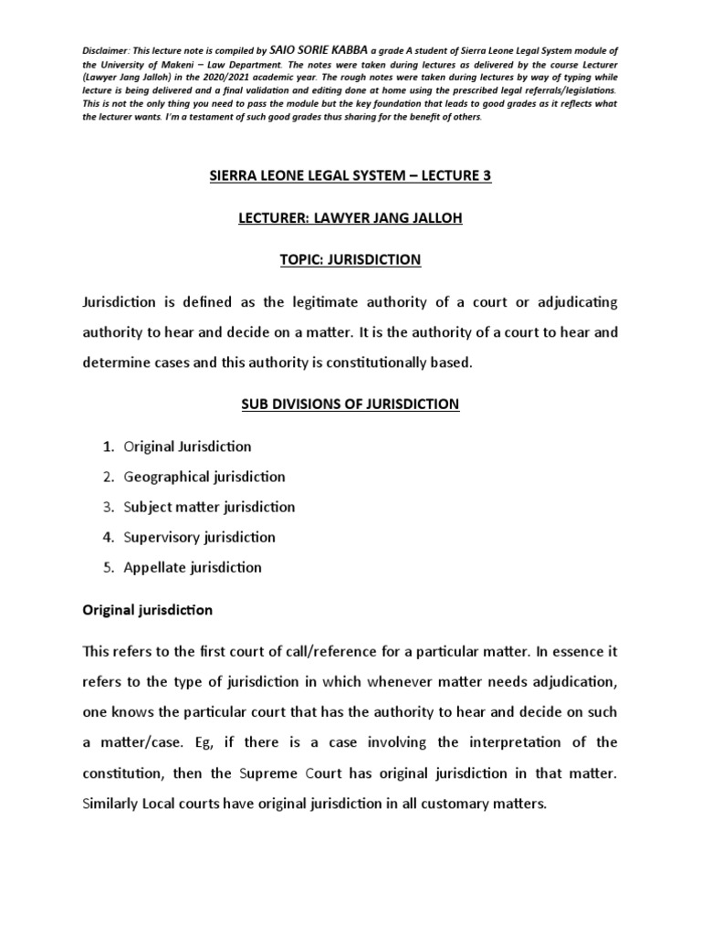 Lecture 3 - SL Legal System | PDF