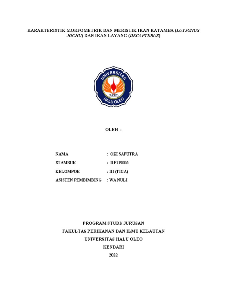 Morfometrik dan Meristik Ikan Katamba | PDF