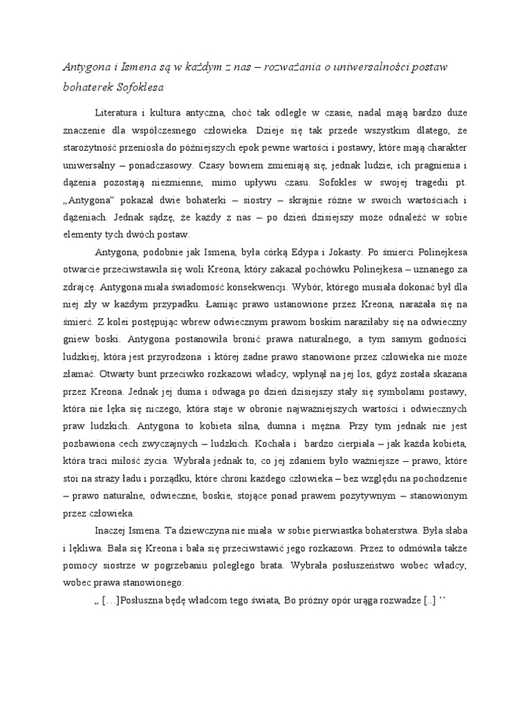 Antygona I Ismena Są W Każdym Z Nas | PDF