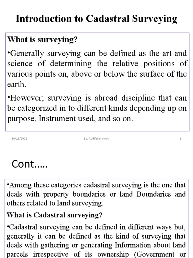 Cadastral PPT (Unit 1) | PDF | Mortgage Law | Surveying