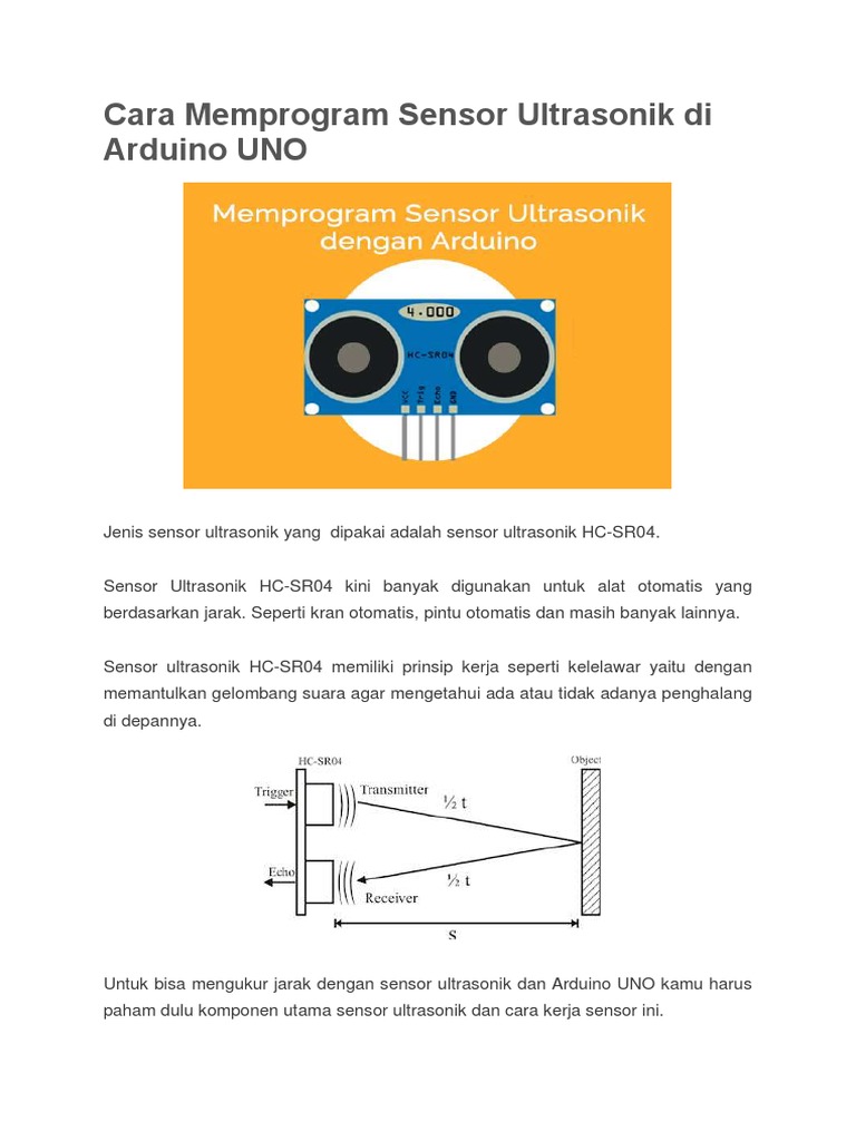 Cara Memprogram Sensor Ultrasonik Di Arduino UNO | PDF