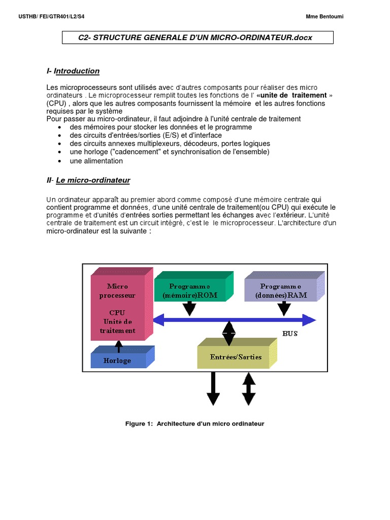 C2 - Structure Generale D'un Micro-Ordinateur | PDF | Processeur | Mémoire (informatique)