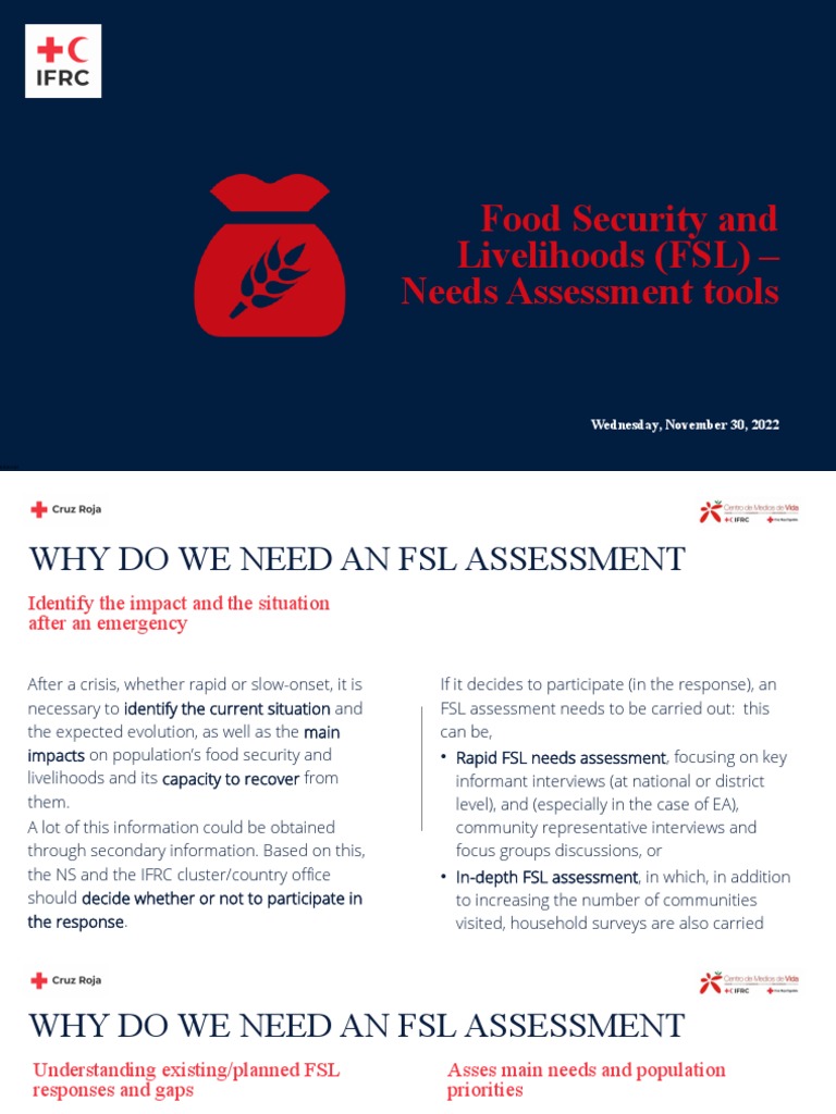 IFRC FSL Tools Presentation | PDF | Needs Assessment