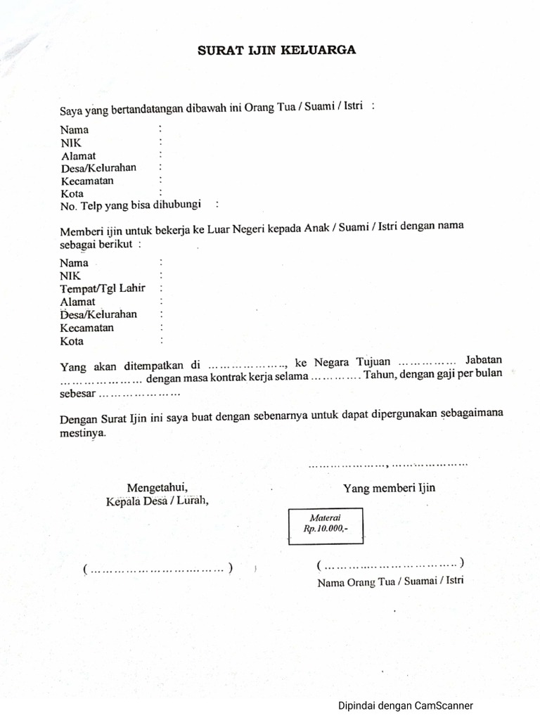 Surat Ijin Keluarga | PDF