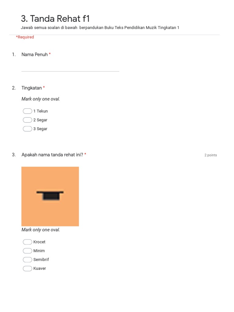 Tanda Rehat f1 - Google Forms | PDF