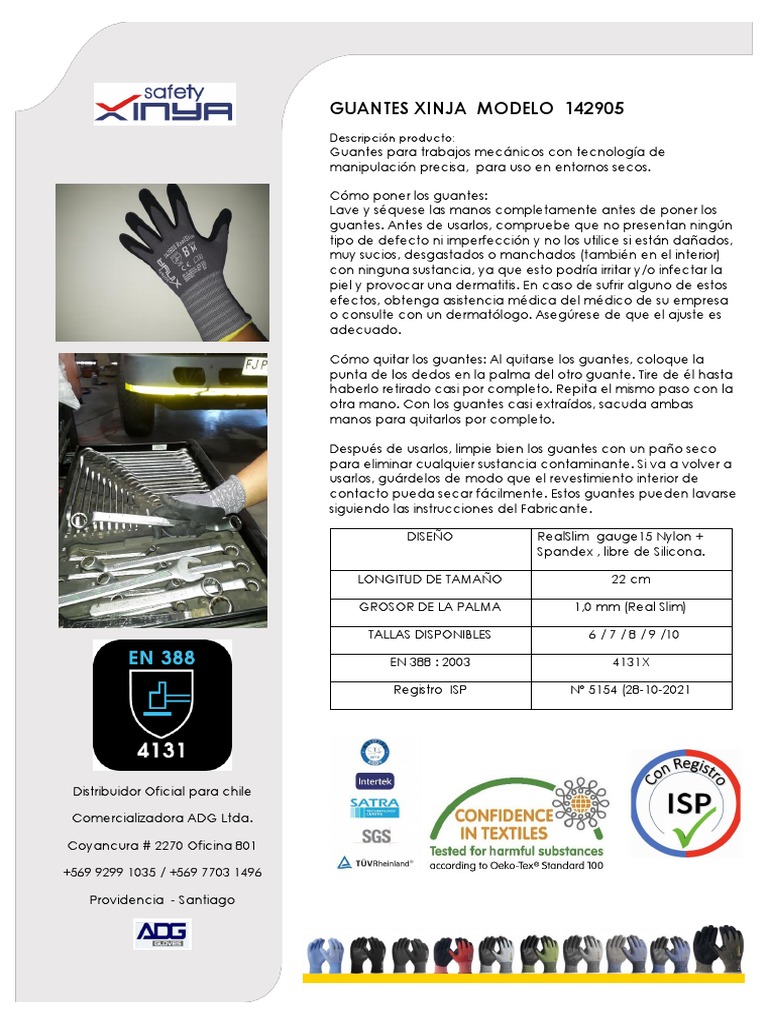 Guantes Xinja Modelo 142905 ADG | PDF
