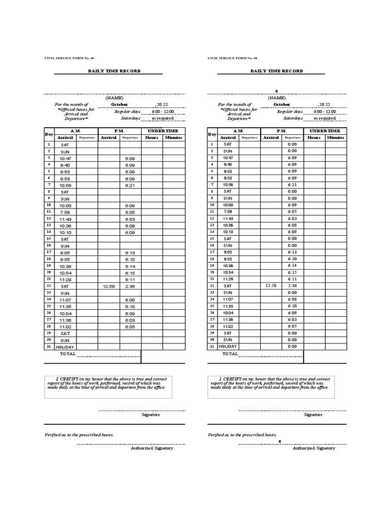 DTR Template | Download Free PDF | Signature | Authentication
