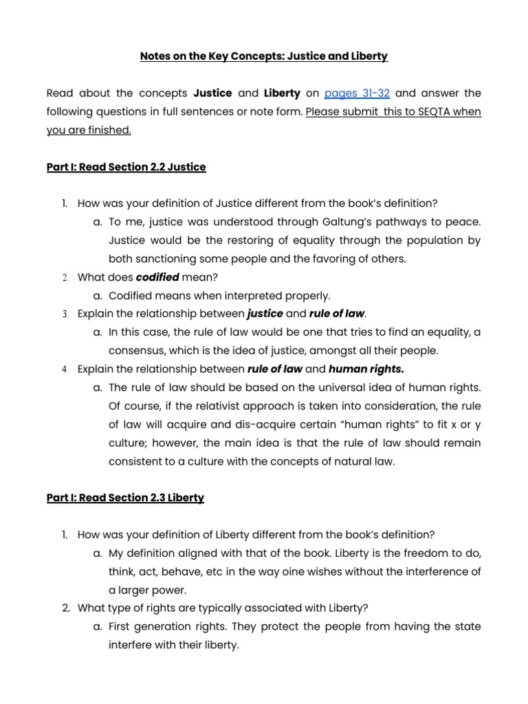 Reading and Notes - Justice and Liberty | PDF | Philosophy