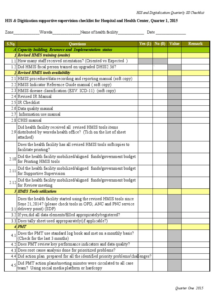 HIS and Digitalization Quarter One 2015 SS Checklist | PDF | Internet ...