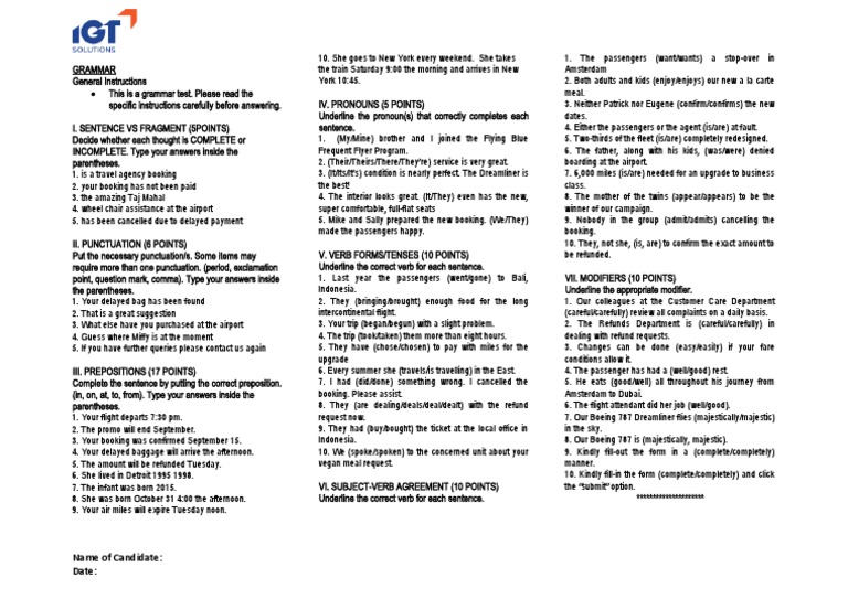 Grammer Assessment | PDF | Punctuation | Linguistics