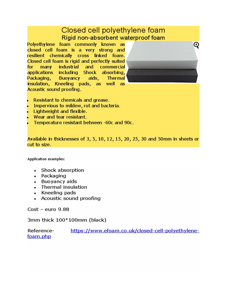 Closed Cell Polyethylene Foam | PDF