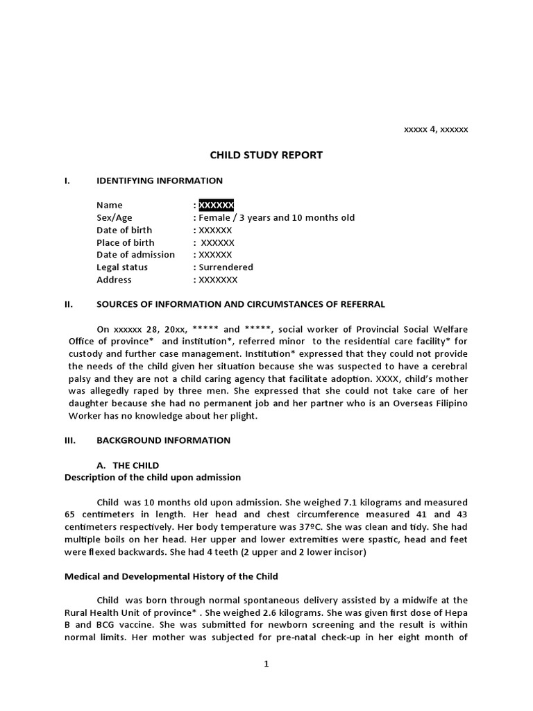 Sample CSR XXXX | PDF | Physical Therapy | Caregiver