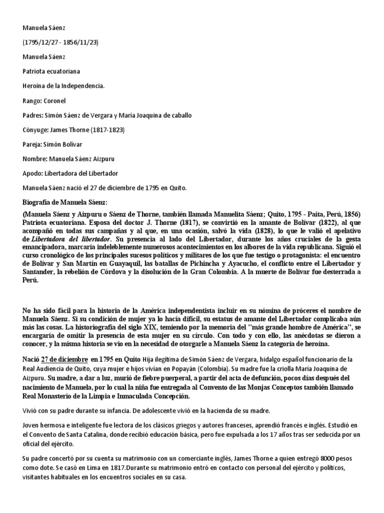 Manuela Sáenz | PDF