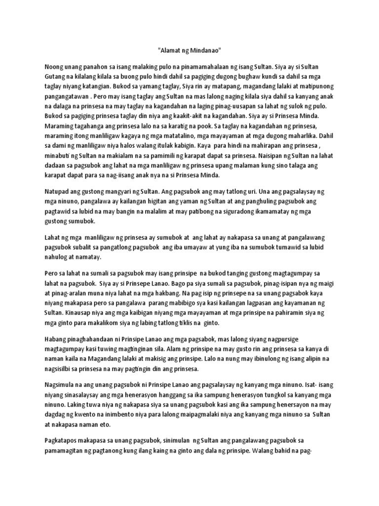 Alamat NG Mindanao | PDF