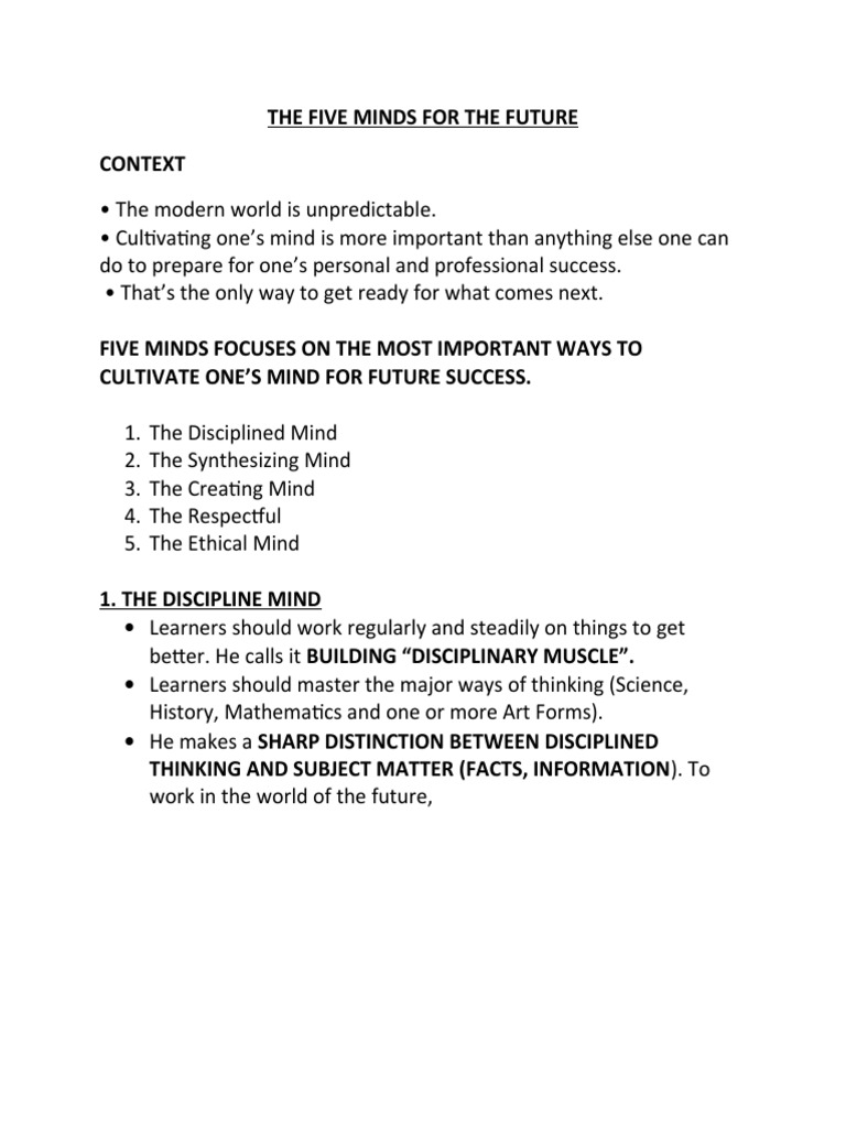 Five Minds for Future Success | PDF